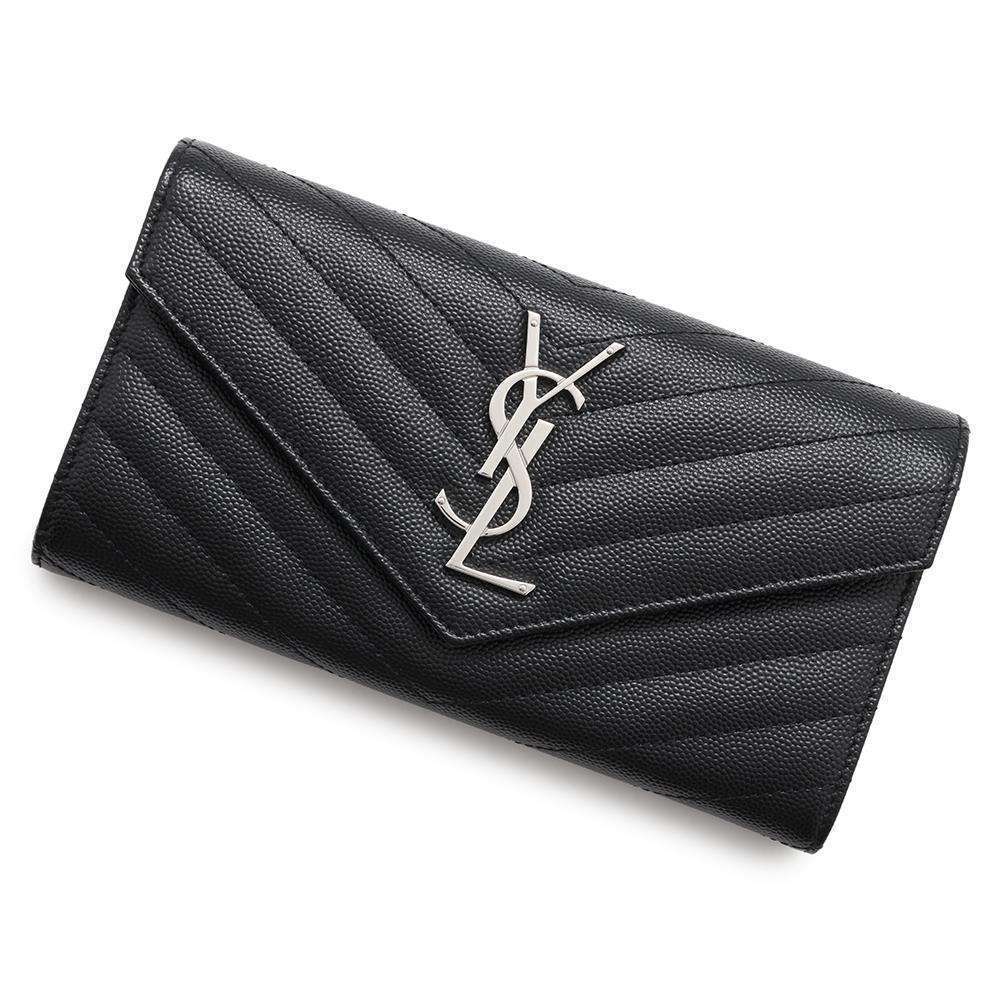 Saint Laurent Monogram Large Quilted Flap Wallet Black - Gem